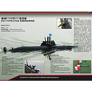 Arkmodel 1:48 U31 (Type 212A) AIP Submarine Including Double Piston Tank WTC(Water Tight Cylinder) KIT [C7615K+W7615PS2K]