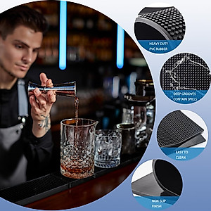 Bar Mat 4Pack IMIYOKU 0.4" Thick Durable Bar Mat for Spills Service Mat for Coffee Bars Restaurants and Counter Top Dish Drying Mat Glass Drying Mat (Black 1PC/18" x 12" +1PCS/23" x 3" +2PC/12" x 6")