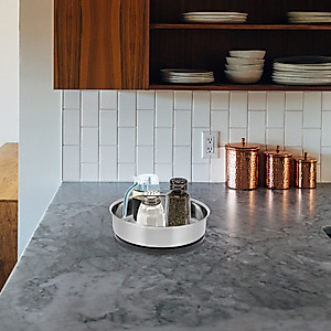 Alipis Rotating Storage Tray Kitchen Organizer Stainless Steel, Turntable Rack 360 Degree Spinning Storage Container Cabinet Organizer