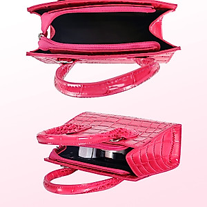 FRANSHION handbags for women，mini purses for women，cute small purse,small crossbody bags for women trendy（Pink crocodile print）