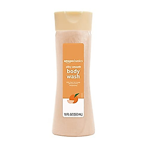 Amazon Basics Silky Smooth Body Wash, Peach and Orange Blossom Scent, 18 Fluid Ounces, Pack of 4