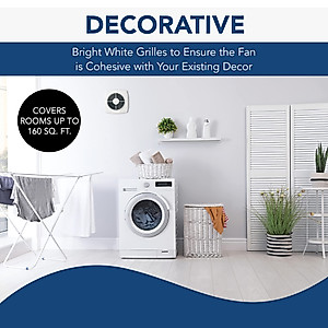 Broan-Nutone 511 Room-to-Room Ventilation Fan, Plastic White Square Exhaust Fan, 4.5 Sones, 180 CFM, 8"