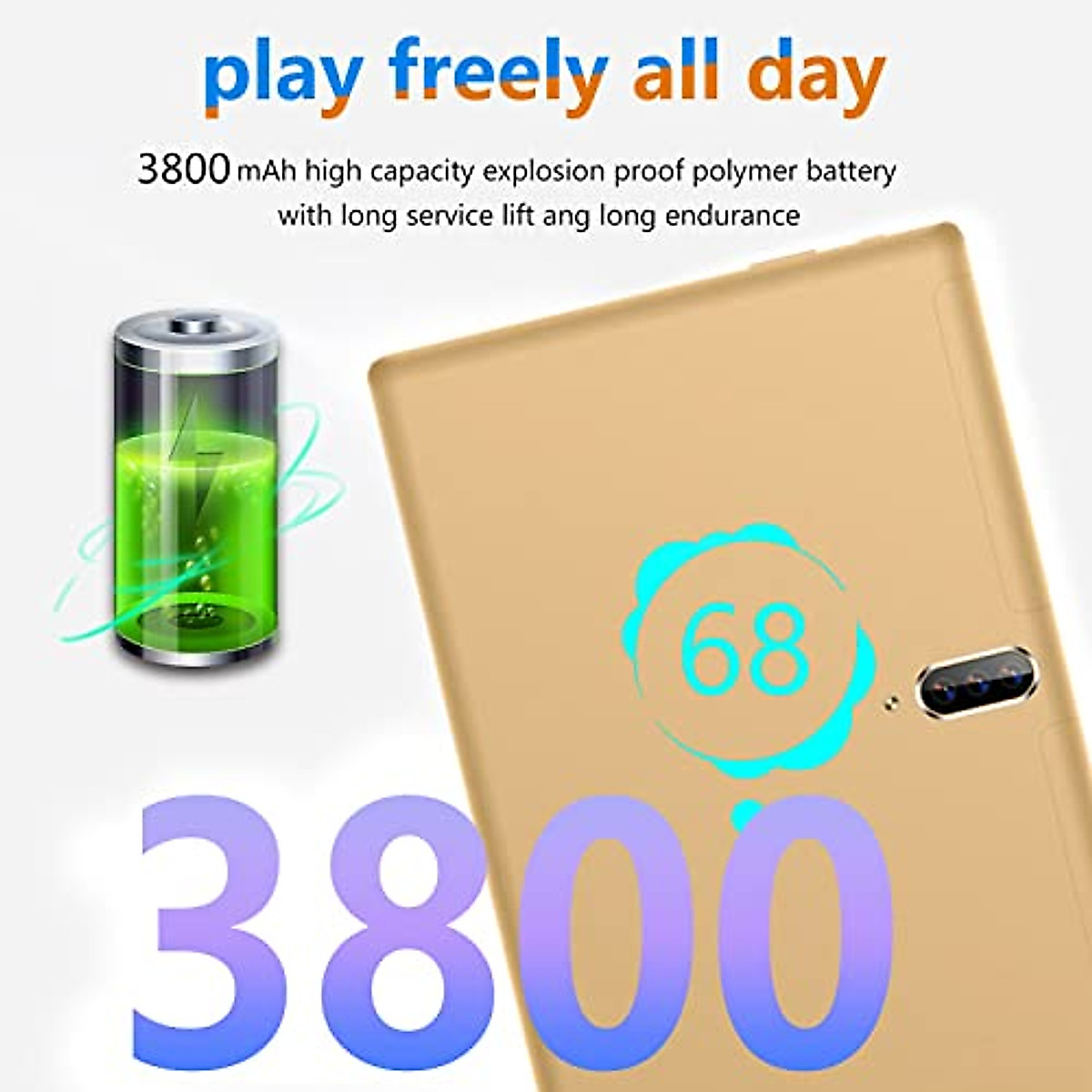 10.1 Inch HD Android Tablet, 8-core IPS Game Tablet PC 5.1 Operating System With WiFi/BT/FM/GPS, 16GB ROM 256GB Expand, Support SIM Communication& Android Voice Call, Dual Cameras