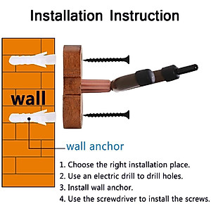 PUNK Violin Viola Wall Mount Hanger,Violin Viola Hook,Mahogany Violin holder,with Bow Hook,Home & Studio Wall Mount Violin Hangers (Mahogany)