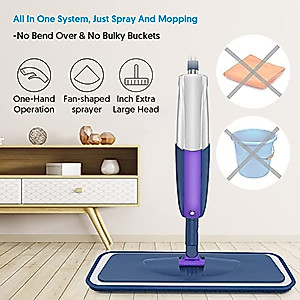 Spray Mops Wet Dust Mops for Floor Cleaning - MEXERRIS Microfiber Wood Floor Mop with Spray 2 Bottles 2 Washable Mop Pads Flat Mop Commercial Home Use for Harwood Laminate Wood Ceramic Floors