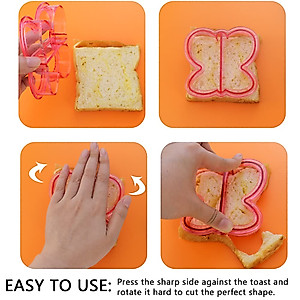 HengKe 3 Pcs Sandwich Mold Sandwich Cutter in Cute Color and Creative Shapes Sandwich Maker Crust Cutter for Kids Boys Girls DIY Lunch Bento Boxes Cookie (Dinosaur & Dolphin & Butterfly Shapes)