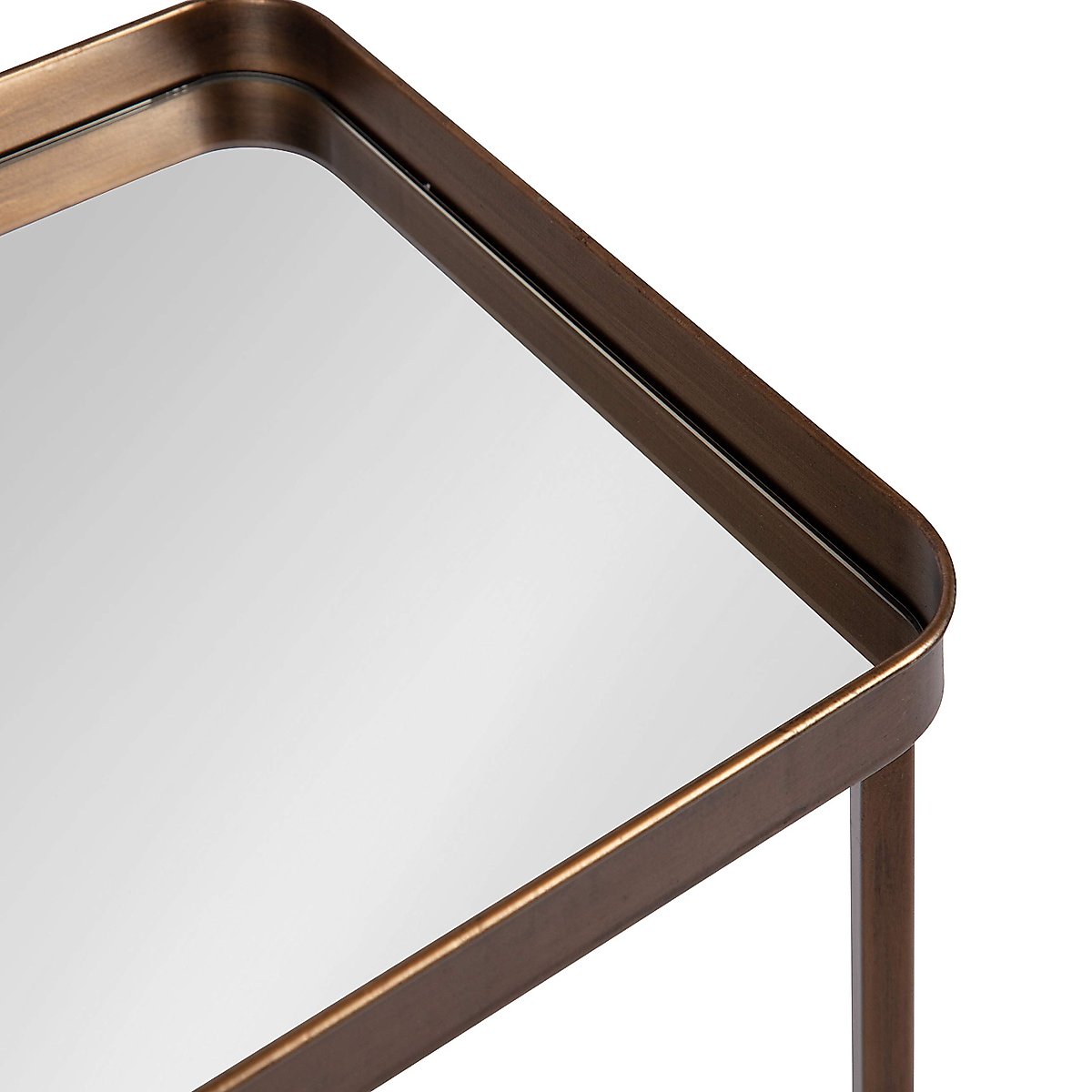 Kate and Laurel Celia Modern Mirrored Tray Side Table, 18 x 12 x 26, Dark Bronze, Foldable Rectangular End Table for Storage and Display