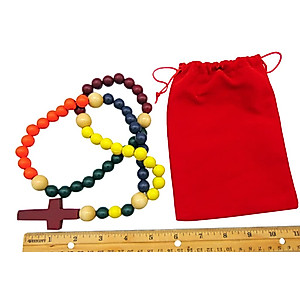 Westman Works Children's My First Rosary for Kids Baptism Set with Large Wood Bead with Drawstring Carry Bag Pouch