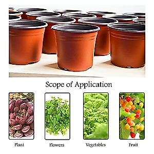 HECTOLIFE 200 Pcs 4 Inch Plant Nursery Pots,Plastic Seedling Pots,Seed Starting Pot Flower Plant Container for Succulents, Seedlings, Cuttings, Transplanting