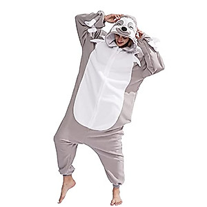 Adult Sloth Onesie Pajamas Cosplay Animal Homewear Sleepwear Jumpsuit Costume for Women Men