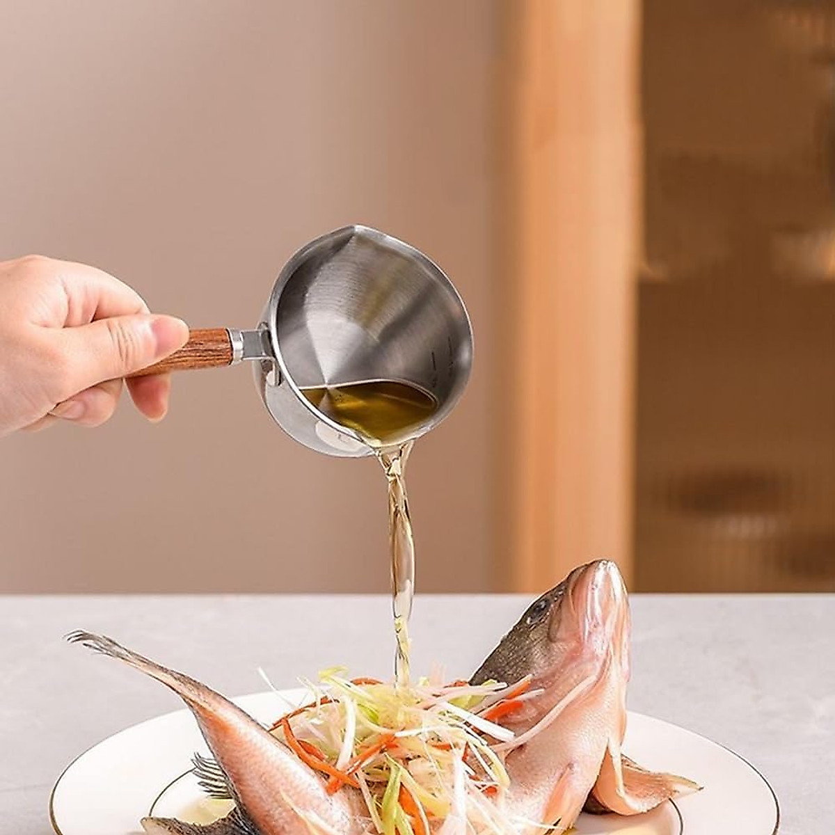 2 PCS Mini Butter Melting Pot, 150ML Stainless Steel Milk Warmer with Wooden Handle, Melting Pot Universal for Melting Chocolate, Butter, Cheese, Caramel and Candy