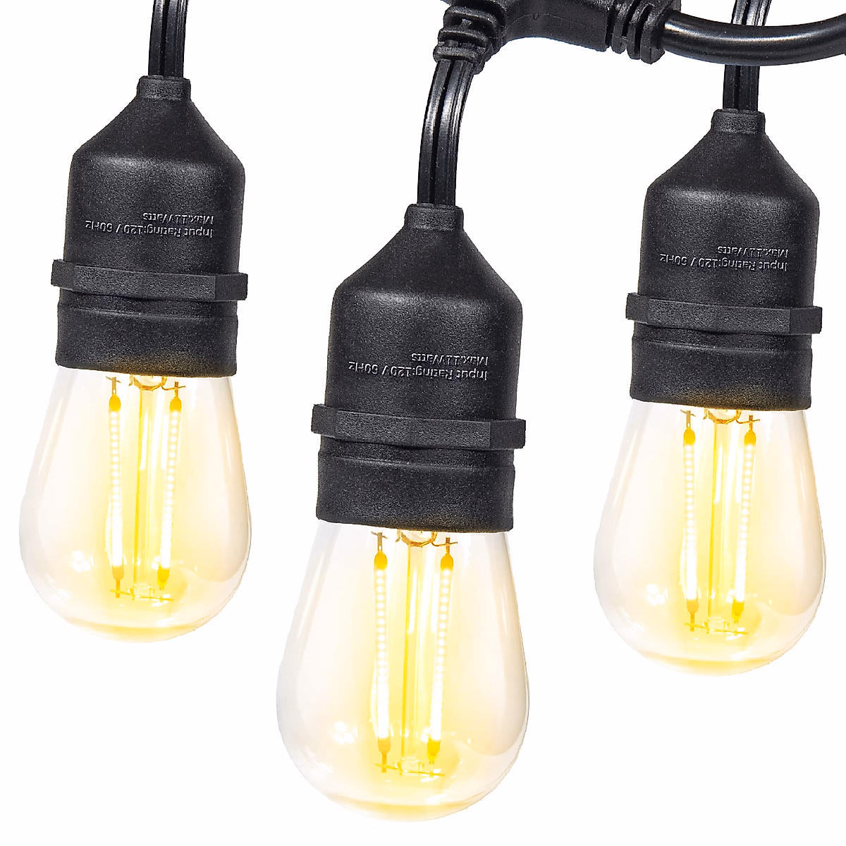 Anxbbo LED Outdoor String Lights, 48FT Patio Lights with 16 Edison Shatterproof Bulbs, UL Listed Heavy-Duty Commercial Grade Strand, Linkable Waterproof Hanging Lights for Outside Deck Backyard Garden