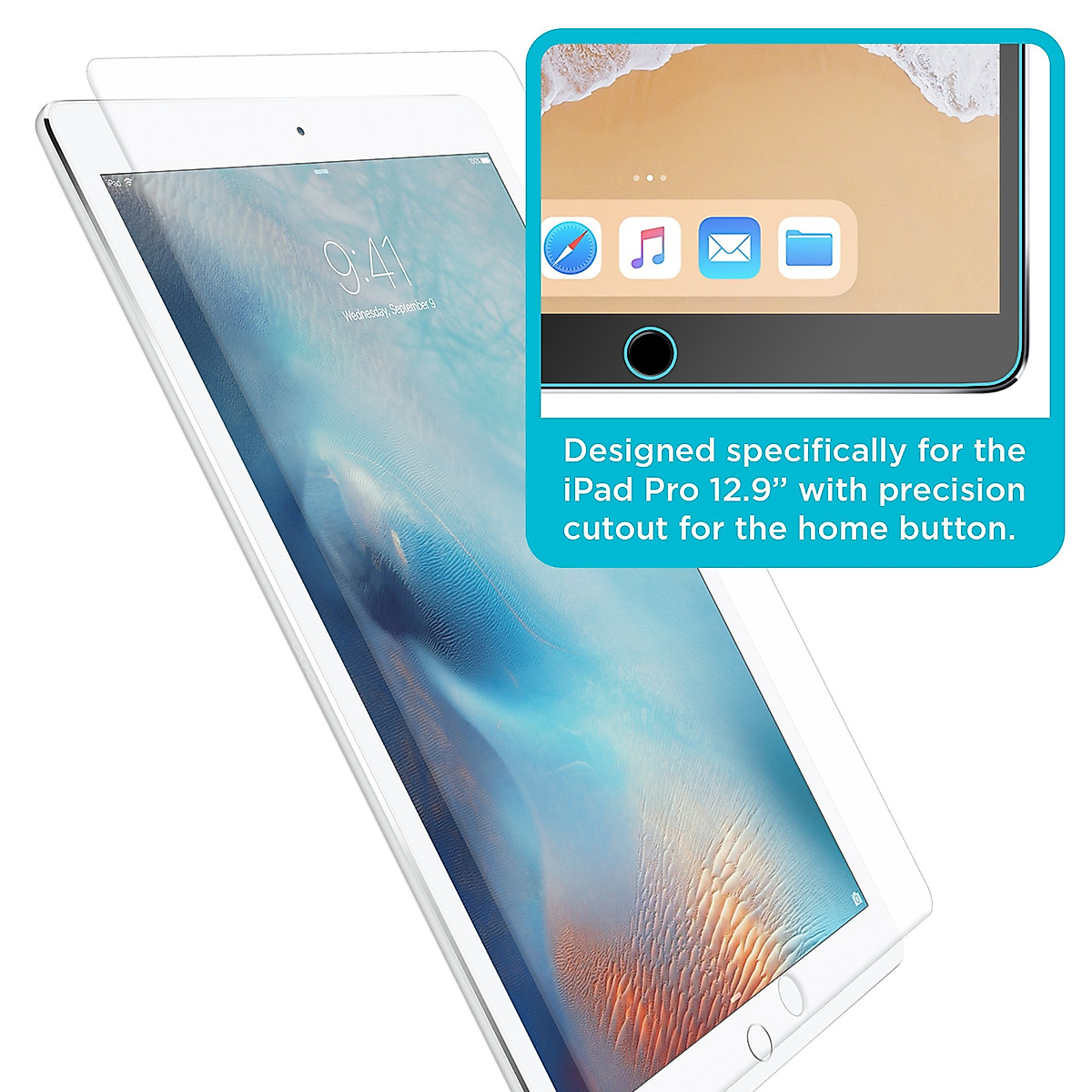 Tech Armor Ballistic Glass Screen Protector Designed for Apple iPad Pro 12.9 Inch (2015 and 2017) 1 Pack