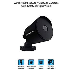 Night Owl CCTV Video Home Security Camera System with 4 Wired 1080p HD Indoor/Outdoor Cameras with Night Vision (Expandable up to a Total of 8 Wired Cameras), and 1 TB Hard Drive