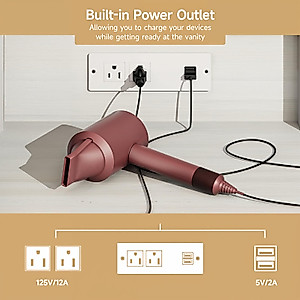 Large Vanity Desk with Mirror and Light, Vanity Table and Cushioned Stool Set, Makeup Vanity Table Makeup Desk with Charging Station, Storage Stool, Bedroom Dressing Table with Drawer and Cabinet