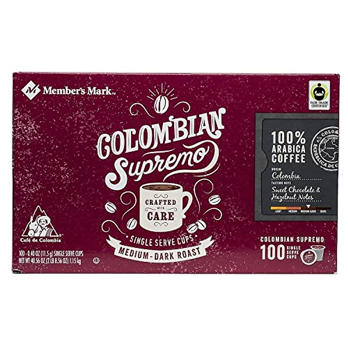Member's Mark Colombian Supremo Coffee 100 single-serve cups. A1