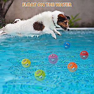 Coricorsu Squeaky Dog Toys Chewing Durable Teething Latex Rubber Soft Interactive Fetch Play Dog Balls with Funny Smile Face for Puppy Small Medium Pet Dog (6PCS)