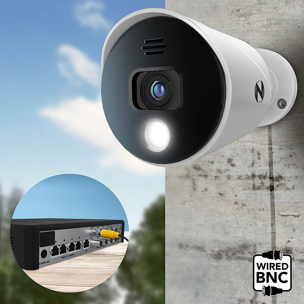 Night Owl Expandable 12 Channel Wired Bluetooth DVR with (8) Wired BNC and (2) Wired IP 4K UHD Spotlight Cameras and 2TB Hard Drive