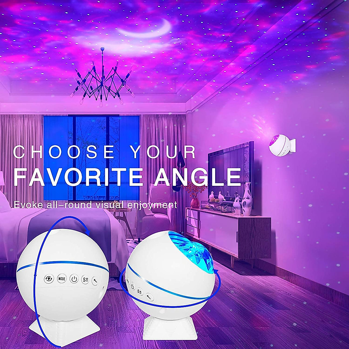 Star Projector, Galaxy Projector, Led Night Light with Remote Control Voice Control，for Bedroom New Year Gift Baby Rooms Starlight Dinners Game Rooms Home Party Gift for Kids (White)