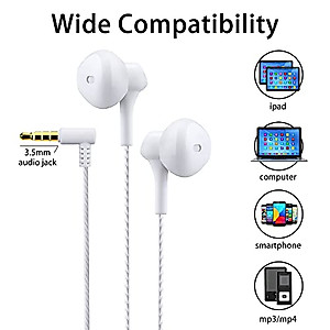 Empsun Wired Earbuds 3Pack Earphones with Microphone in Ear Headphone with 3.5mm Plug Compatible with All Smartphons Tablets iPod IPad MP3 Player (White)