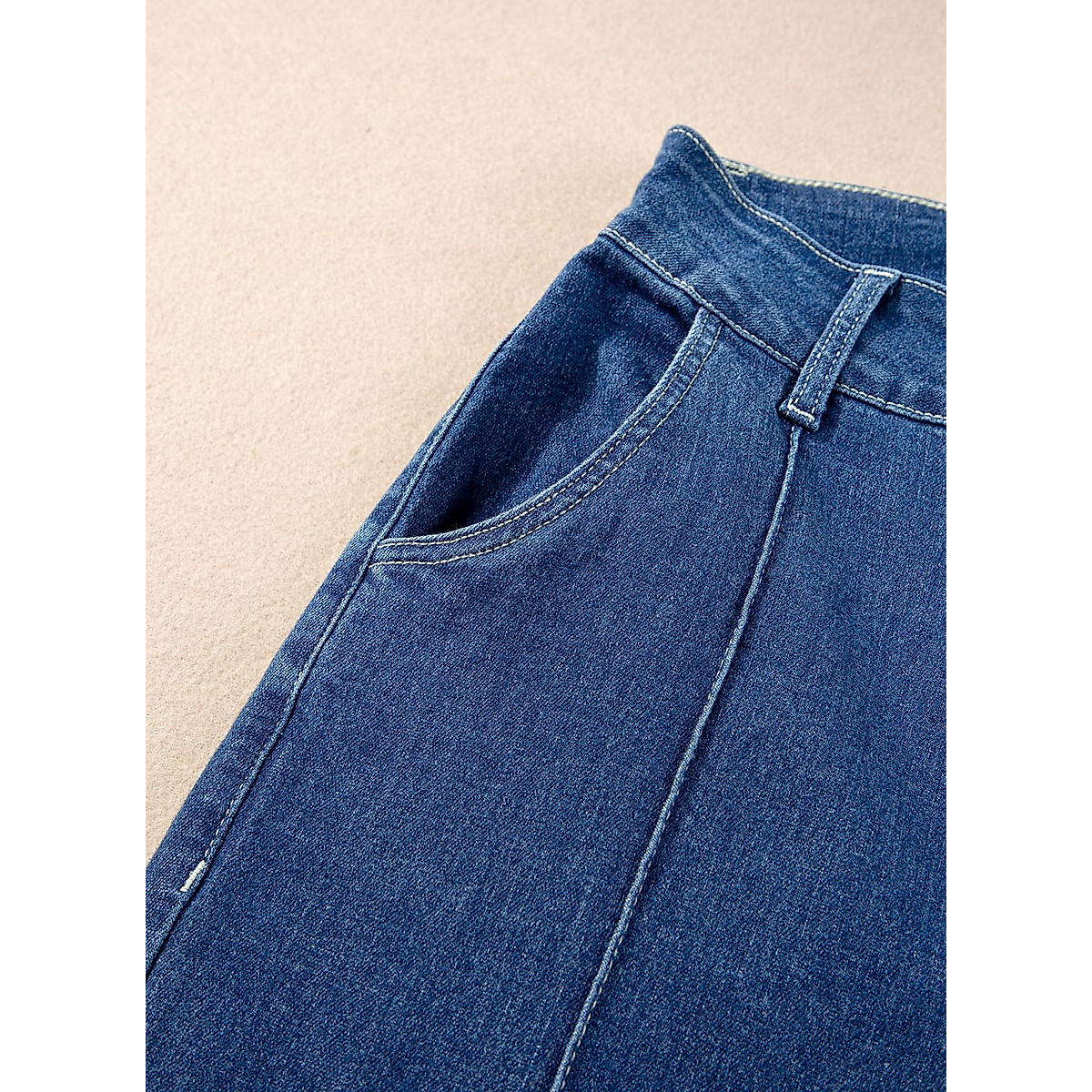 Sidefeel Womens Wide Leg Jeans Casual Baggy High Waisted Stretch Denim Pants Size 8 Blue