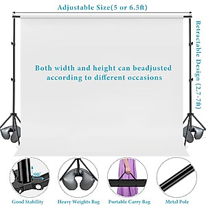 Professional Backdrop Stand for Parties, SoftTime Adjustable Backdrop Stand Kit 7x6.5Ft, Heavy Duty Background Banner Stand Backdrop for Photoshoot Photo Video Studio Balloon Party Decorations