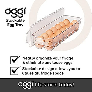 Oggi Clear Stackable Egg Tray for Fridge, Freezer and Pantry