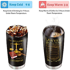 Lawyer Gifts for Men Women Coffee Tumbler 20oz Attorney Insulated Cup, I'm Billing You For This Conversation Tumbler Cup, Law School Gifts Law Practitioners Graduation Ideas Gifts Mug
