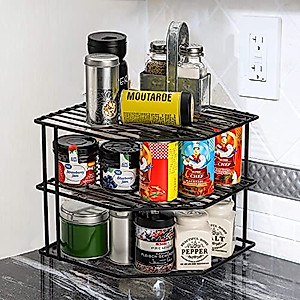 Frcctre 3-Tier Kitchen Corner Shelf Rack Counter and Cabinet Organizer, 9x9x7.5 Inch Metal Wire Kitchen Counter Pantry Cabinet Organizer and Storage Shelf for Plates, Cups, Dishes