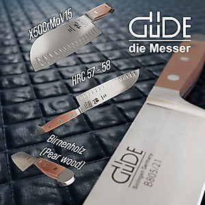 Güde Alpha Pear Series Hand Forged/Sharpened Santoku Knife, 7-in - Ice Hardened Steel - Made in Solingen, Germany Since 1910