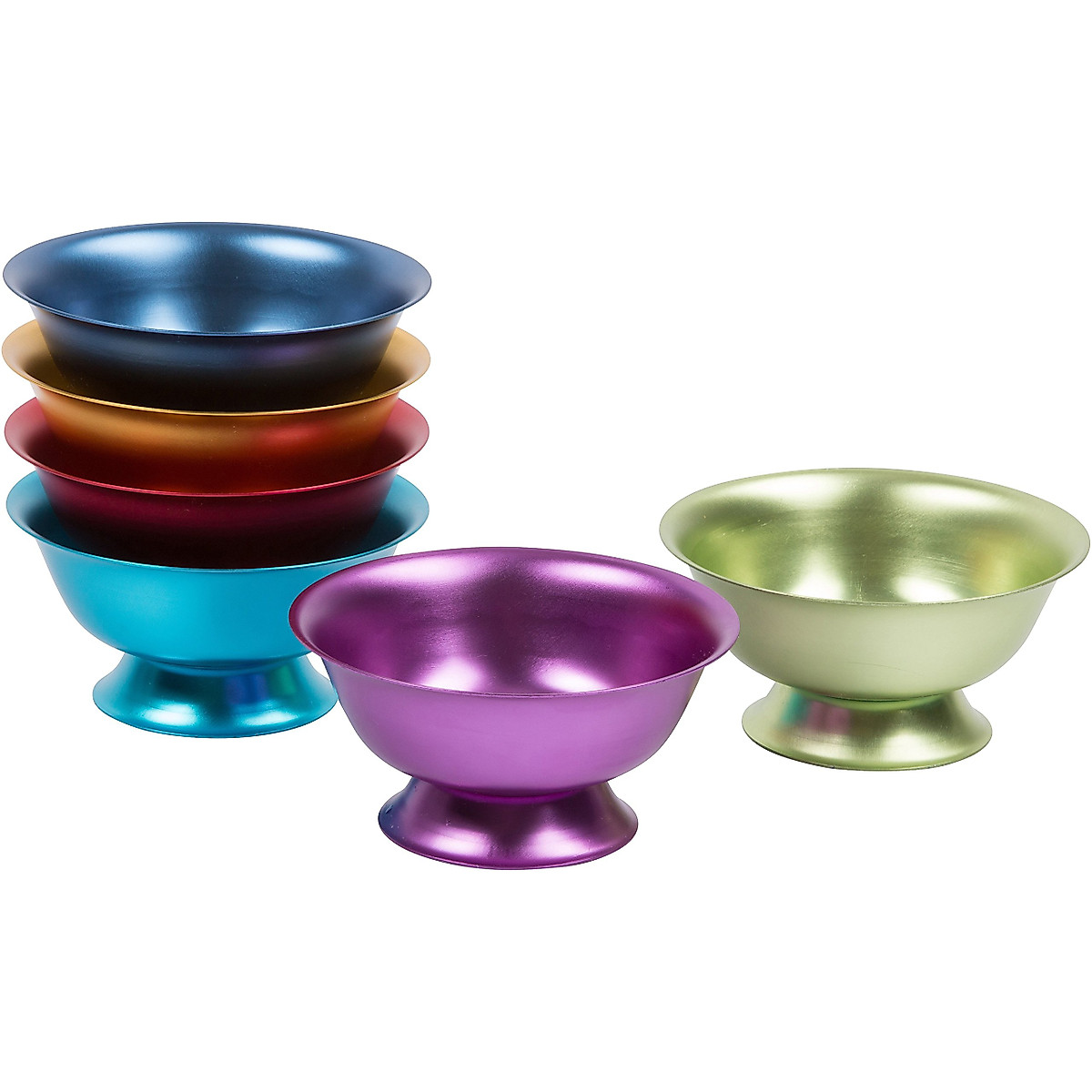 5 oz. Retro Aluminum Bowls Set of 6 by Trademark Innovations (Assorted Colors)