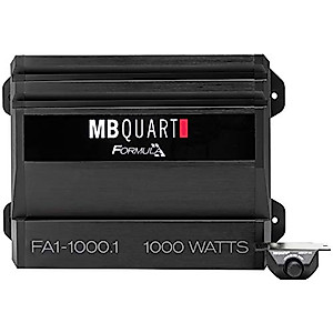 MB Quart FA1-1000.1 Mono Channel Car Audio Amplifier (Black) - Class SQ Amp, 1000-Watt, 1 Ohm Stable, Variable Electronic Crossover, LED System Protection, Heavy Duty Connections, Bass Remote Included