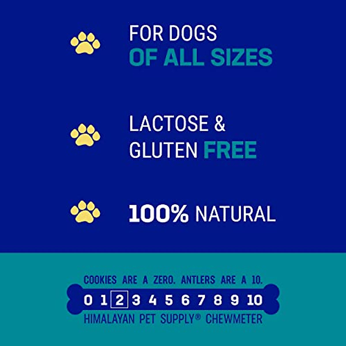 Himalayan Dog Chew Happy Teeth Yak Cheese Dog Chews Dental Chews, 100% Natural, Long Lasting, Gluten Free, Healthy & Safe Dog Treats for Oral Health, Lactose & Grain Free, Protein Rich, 2 Chews