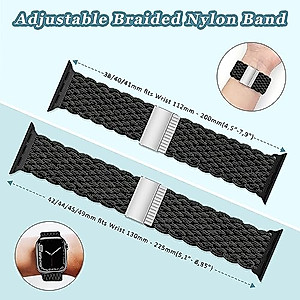 TINICR Braided Solo Loop Band Compatible with Apple Watch 49mm 45mm 42mm 41mm 40mm 38mm, Elastic Adjustable Nylon Strap for iWatch Series Ultra SE 8/7/6/5/4/2/1 (42mm/44mm/45mm/49mm, Multi-Color)