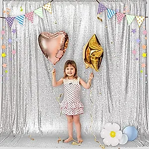 Silver PartyDelight Sequin Backdrop, Photography, Sparkle Backdrop, 6Ftx7 Ft