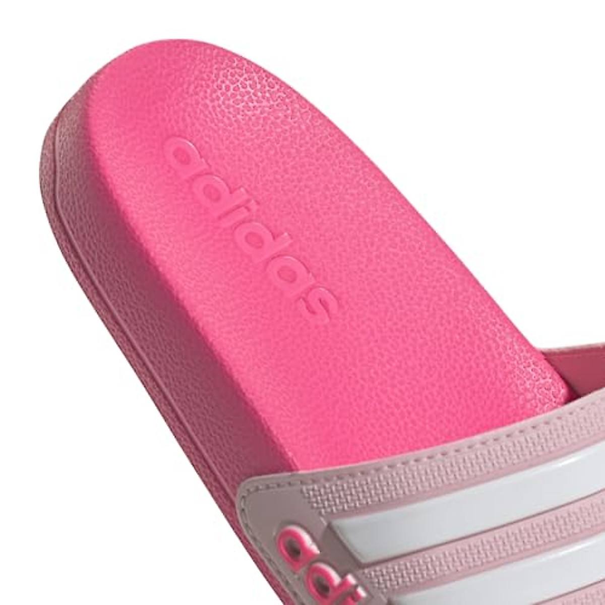 adidas Adilette Shower Slide Sandal, Clear Pink/White/Lucid Pink, 3 US Unisex Little Kid
