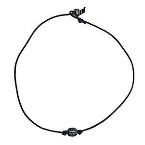 Tahitian Black Pearl on Black Leather Chain