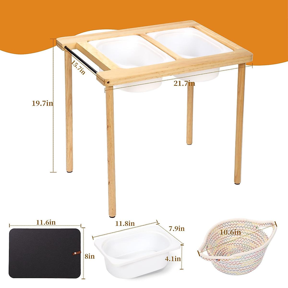 XJJDCB Sensory Table with Bins and Basket, Premium Wooden Sensory Table, Safe and Stable Toddler Sensory Table with Anti-Slip Stickers, Multipurpose Sensory Table for Toddlers 1-3 for Dining, Drawing