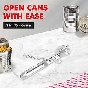Chef Craft Select 3-in-1 Can Opener, 6 inches in length, Stainless Steel