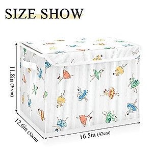DOMIKING Ballerina Girl Toy Storage Trunk with Lid Collapsible Storage Box Organizer with Handles for Clothes Toy Gift Storage