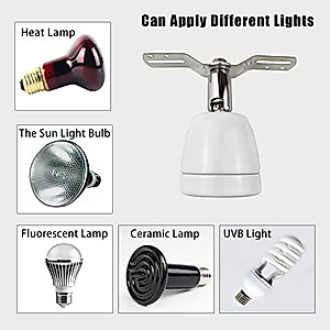 Flylin Reptile Ceramic Heat Lamp Holder, 300W Reptile Lamp Socket 360° Rating Heat Light Holder Kit E27 Socket for Lizard Turtle Snake Aquarium (no Bulb Included, White)