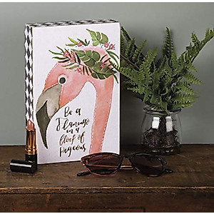 Primitives by Kathy 39737 Checkered-Trimmed Watercolor Box Sign, Be a Flamingo in A Flock of Pigeons