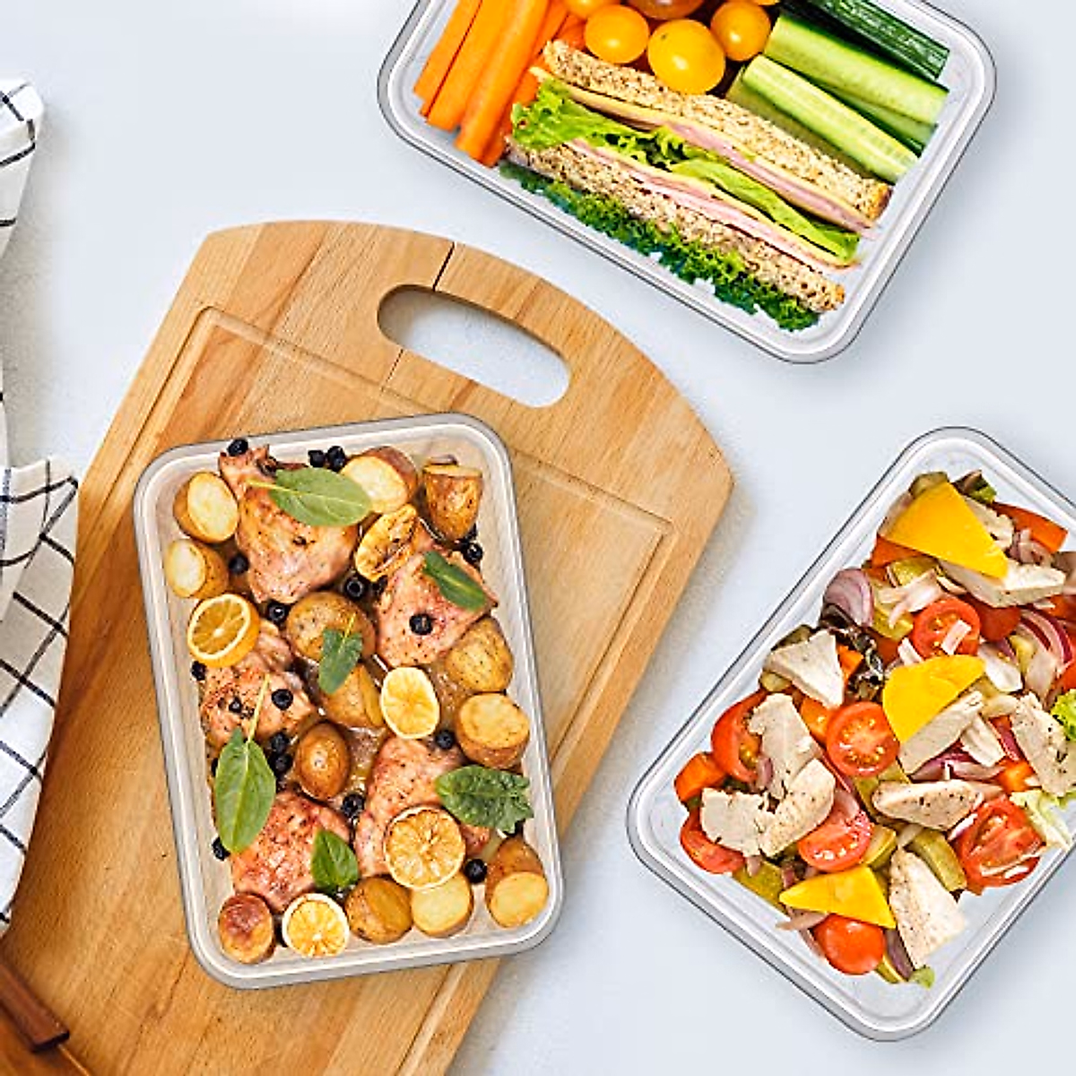 ME.FAN 10 Pack [74.4 Oz-58.8 Oz] Food Storage Containers with Lids Meal Prep Containers, Airtight Food Containers for Kitchen Storage Organization- Lunch Boxes with Labels & Marker Black