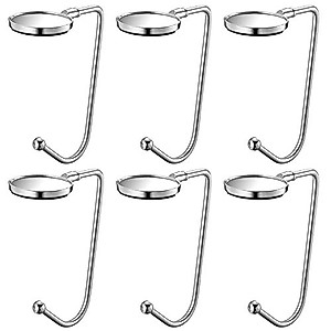 WINOMO 6pcs Purse Clip for Table Zinc Alloy Decorative Handbag Table Hook Holder Bag Hanger Under Counter Handbags Hook for Tabletop Desk Fireplace Bar Restaurant