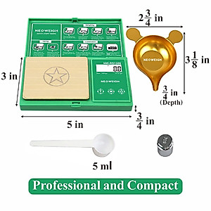 NEOWEIGH Reloading Scale, Powder Scale for Reloading, 1500 grains x 0.1 gn, Digital Powder Scale, Arrow Scale, Archery Scale, 100g by 0.01g, Metal Pan, Powder Scoop,50g Cal Weight (Batteries Included)