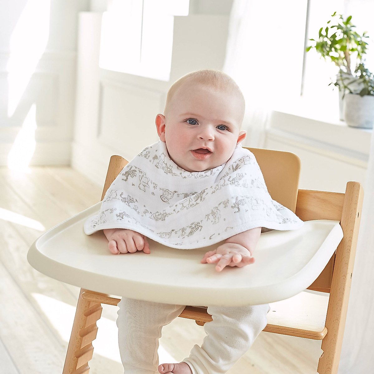 aden + anais Disney Burpy Baby Bib, 100% Cotton Muslin, Soft Absorbent 4 Layers, Multi-Use Burp Cloth and Bib, 22.5” X 11”, Single, Winnie the Pooh and Friends