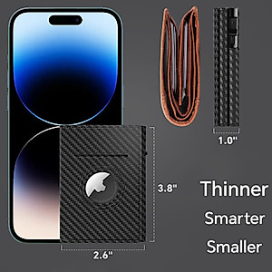 pocrsret Airtag Wallet for Men, Smart Air Tag Wallet with Airtag Holder, Mens Trifold Wallet for Apple Airtag, Leather Smart Wallet Men (Carbon Fiber)