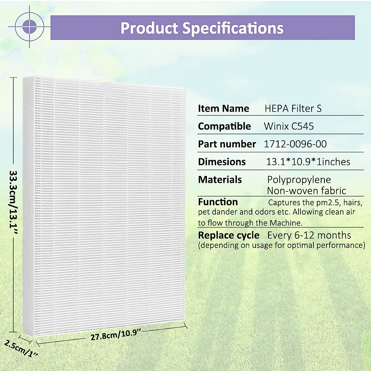 TIMISONL C545 Replacement filter S: Compatible with winix C545 Air Purifier - 4pack True HEPA Filters only - replaces part#1712-0096-00