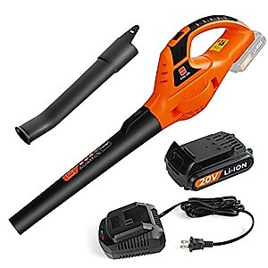 Cordless Leaf Blower,20V Handheld Electric Leaf Blower with 2.0Ah Battery & Fast Charger, 2 Speed Mode, Lightweight Battery Powered Leaf Blowers for Patio, Yard, Sidewalk,Small Leaf Blower