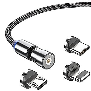 Import Cables 3-in-1 USB Magnetic Charging Cable (Black, 2 Meter)